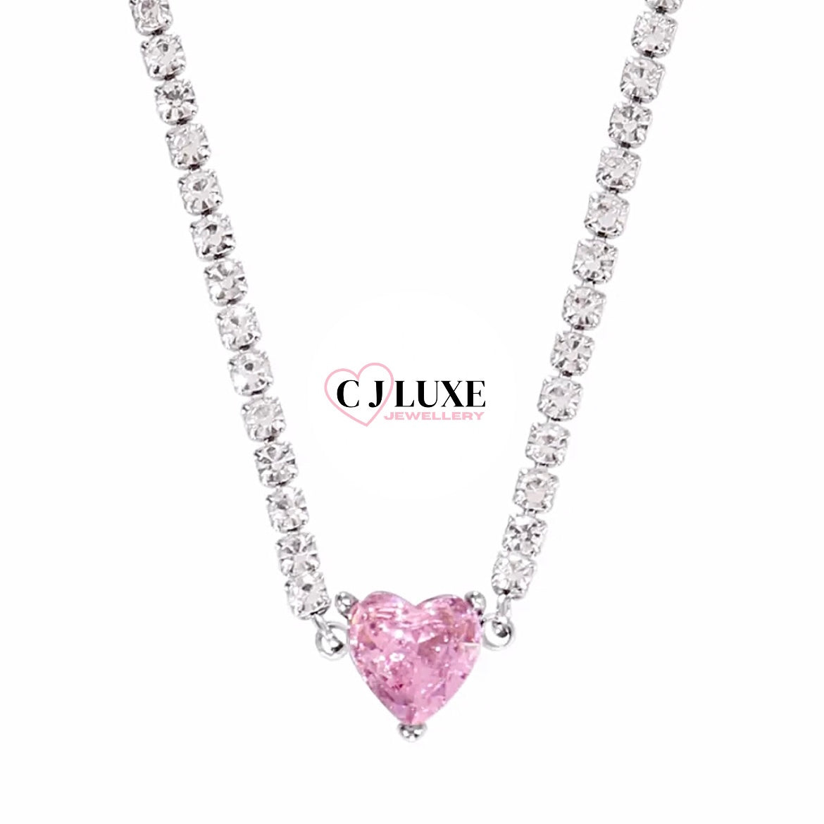 Mya Heart Tennis Necklace – C J Luxe